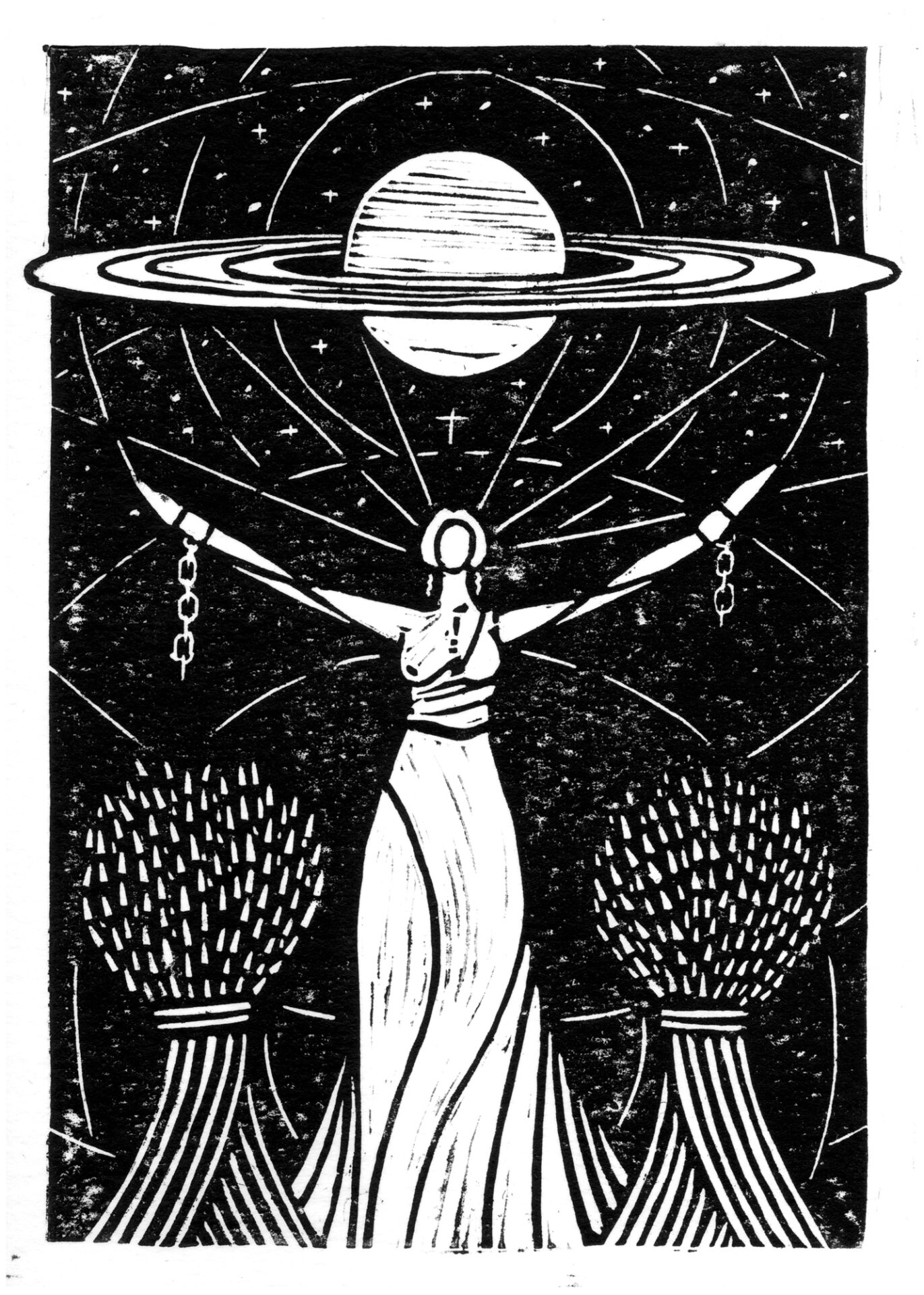 Saturnalia - linocut card | Benjamin Allison